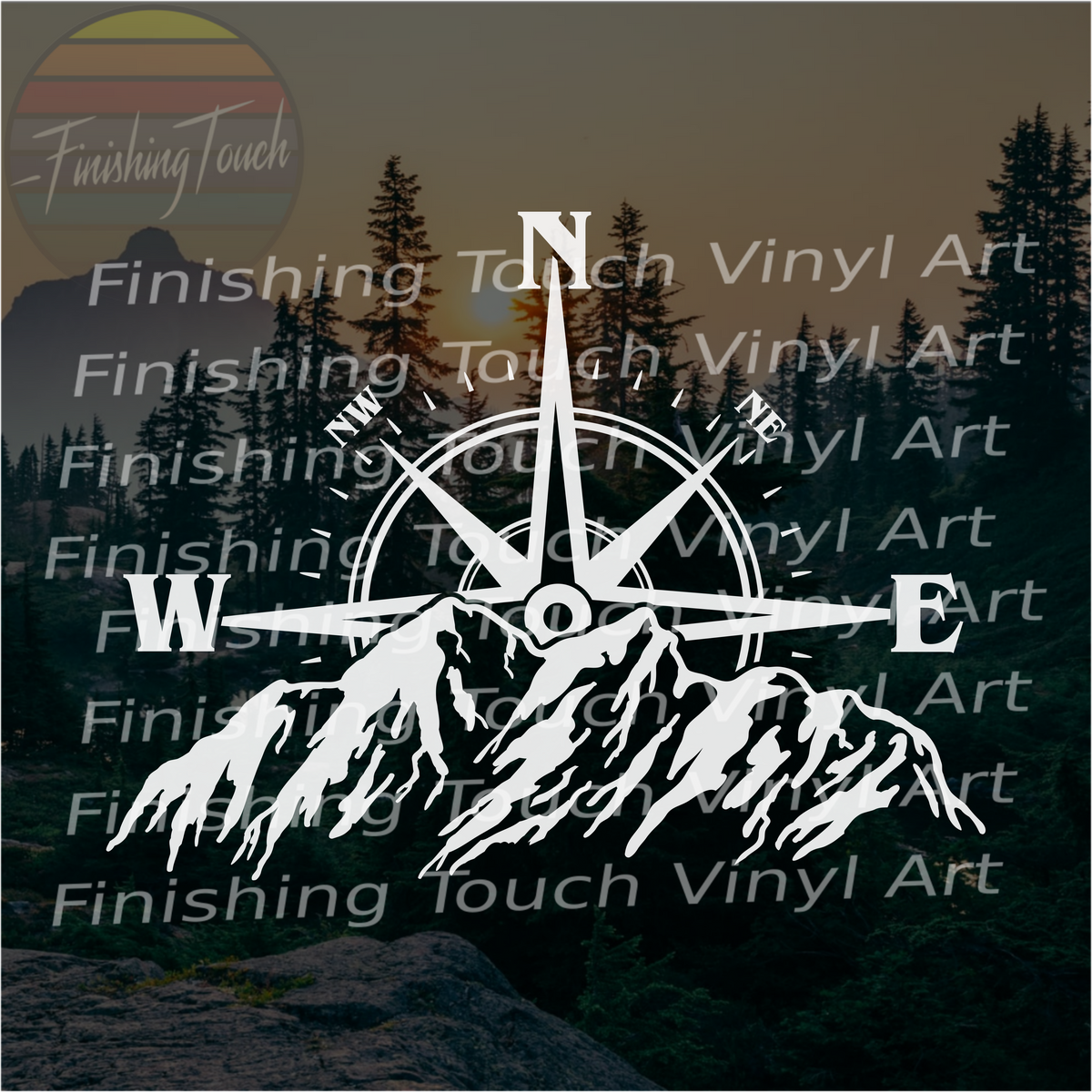 Mountain Range Compass Rose – Finishing Touch Vinyl Art