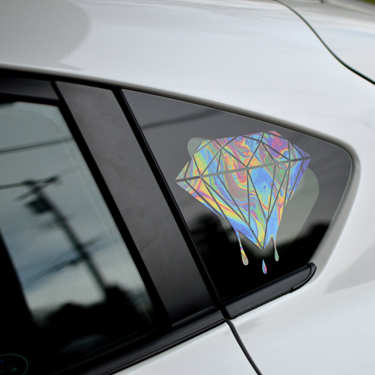 Swirling Colorful Diamond with Dripping Paint Finish Sticker ...