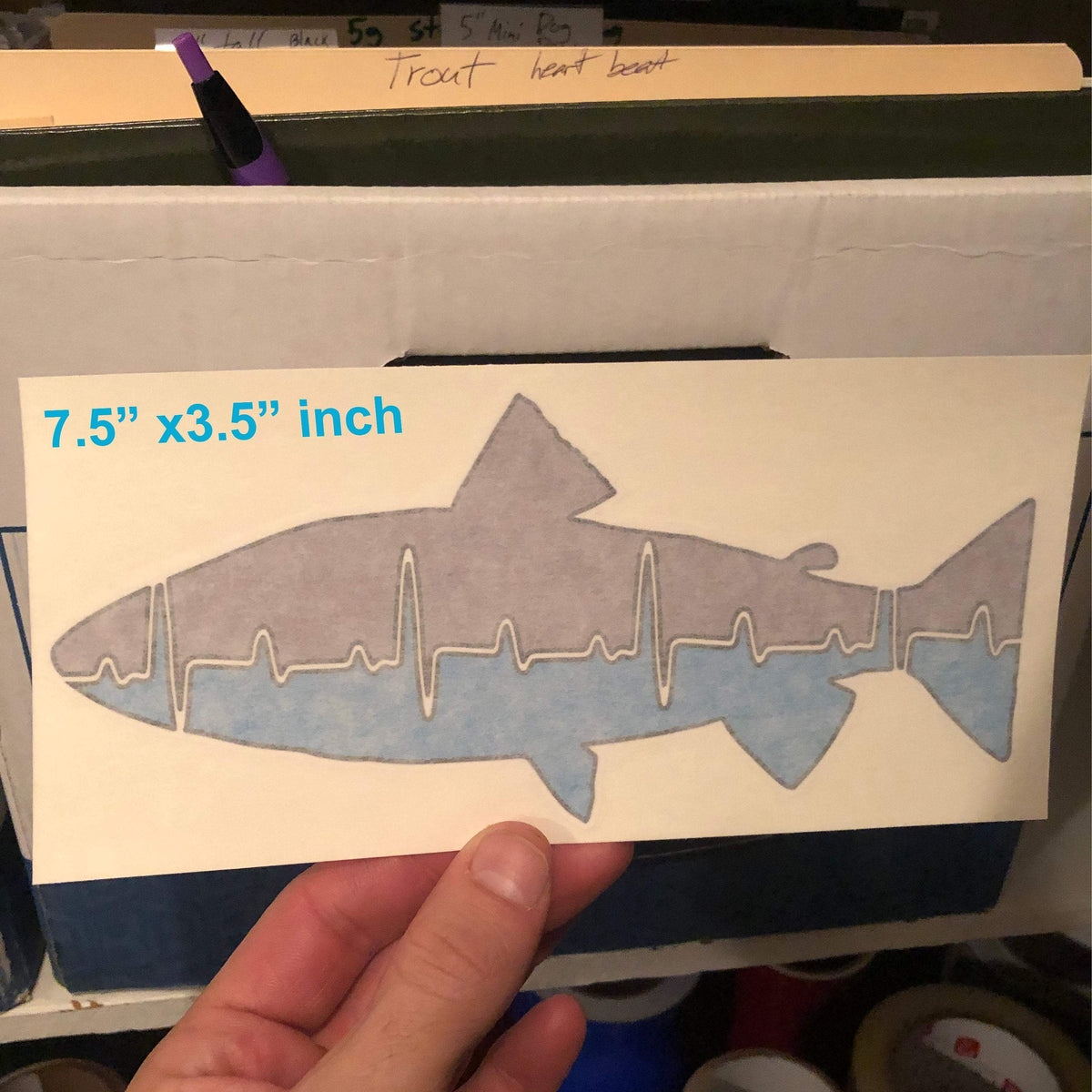 Heart Beat Trout Blue and Gray Fishing Lifeline – Finishing Touch Vinyl Art