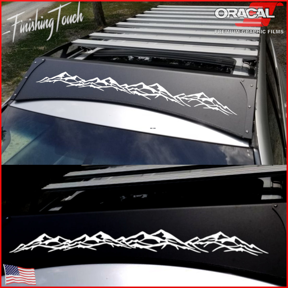 Roof Rack, Wind Fairing Long Mountain Range – Finishing Touch Vinyl Art