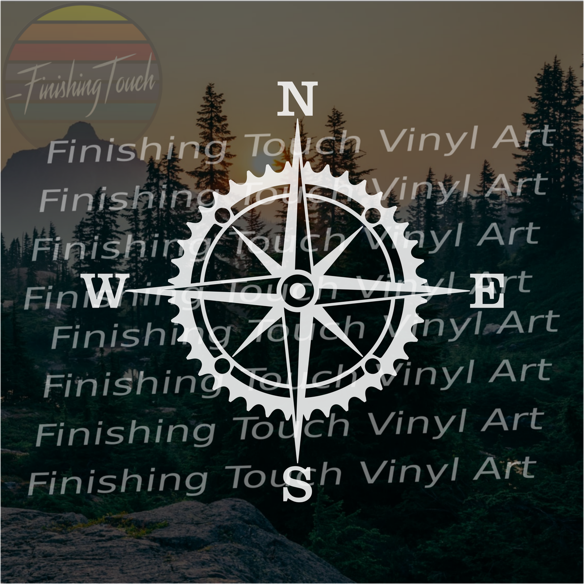 Mountain Bike Sprocket Compass Rose – Finishing Touch Vinyl Art